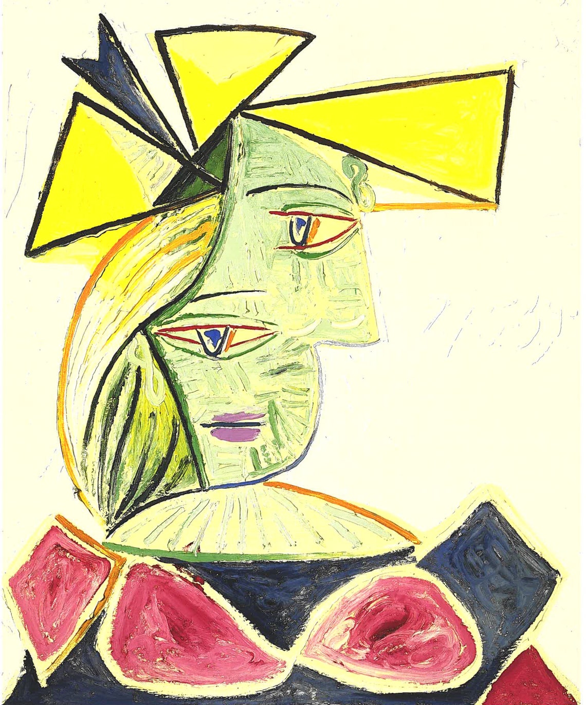 Picasso Woman in Yellow Hat With Blue Ribbon Cubist Modern Art - Etsy