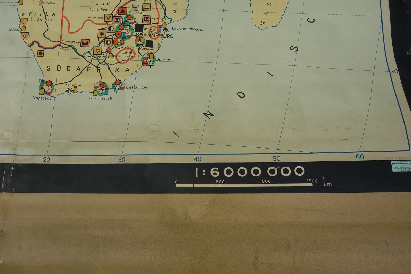 Map of Africa Vinyl Window Shade Pull Down 1965 Denoyer - Etsy
