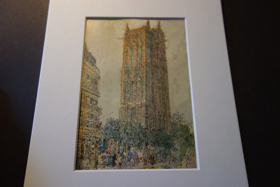 Paris: Tower of St Jacques by George Wharton Edwards | 1924 Matted ...