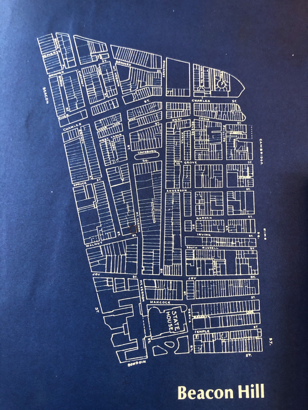 Beacon Hill Boston Blue Print Plot Plan Giclee Fine Art Print. Charles ...