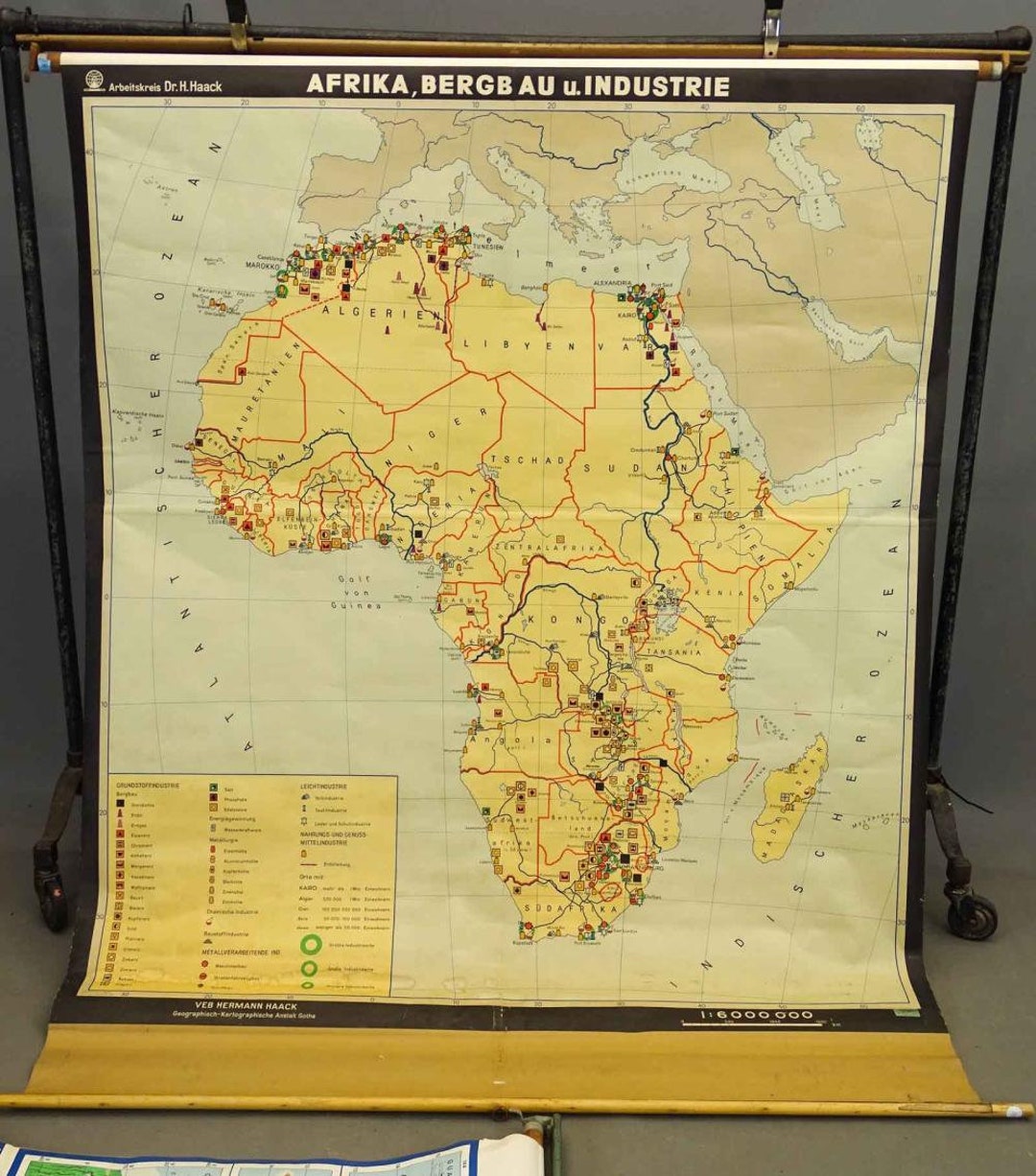 Map of Africa Vinyl Window Shade Pull Down 1965 Denoyer - Etsy