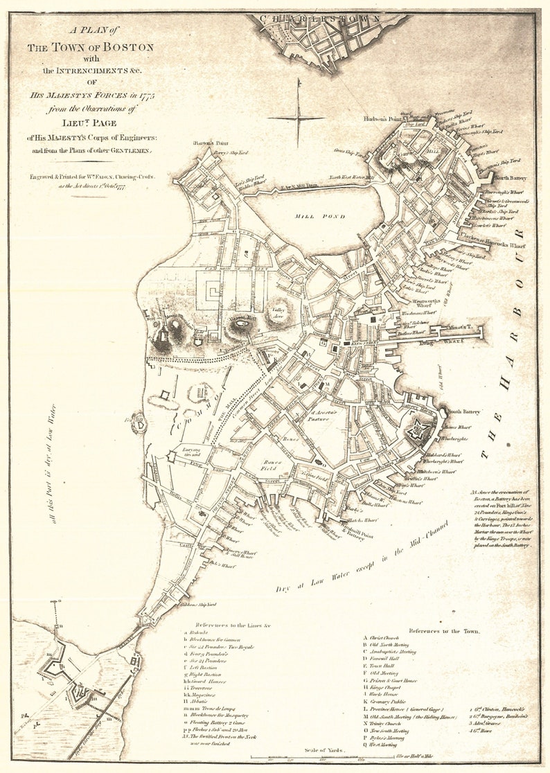 Boston 1775 Map English Map Revolutionary War Entrenchments - Etsy