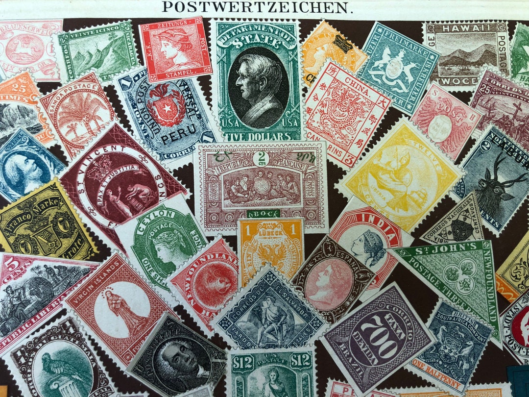 1914 Antique Stamp Collection Print Published Lithograph Original ...