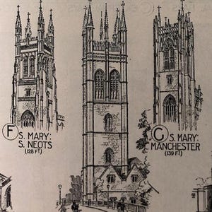 English Medieval Church Towers and Spires 1920 Original Published ...