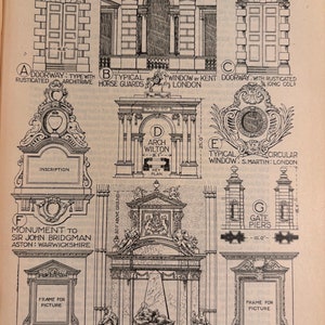 English Renaissance Architecture Details Original 1924 Wall Art Gift ...