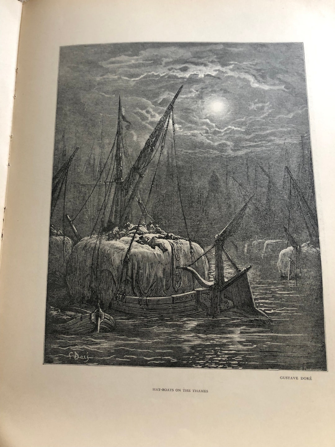 Gustave Dore, Hay Boats on the Thames 1939 Published Lithograph Verve ...
