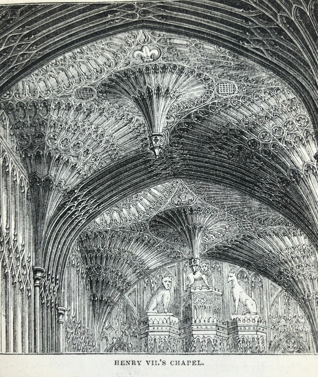 1854 Henry Vii’s Lady Chapel Etching Westminster Abbey Fine Detail ...