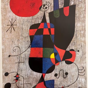 Miro, Figures and Dog in Front of the Sun Published Lithograph Fine Art ...