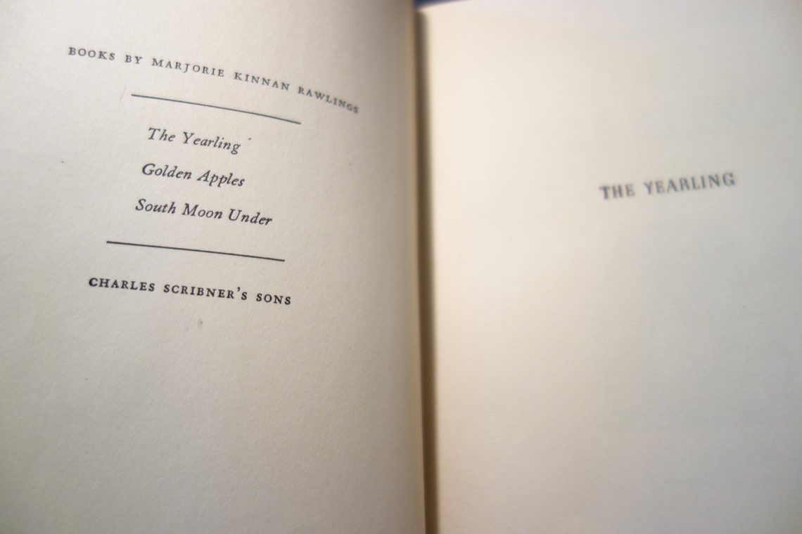 Marjorie Kinnan Rawlings the Yearling 1938 First Edition Illustrated by ...