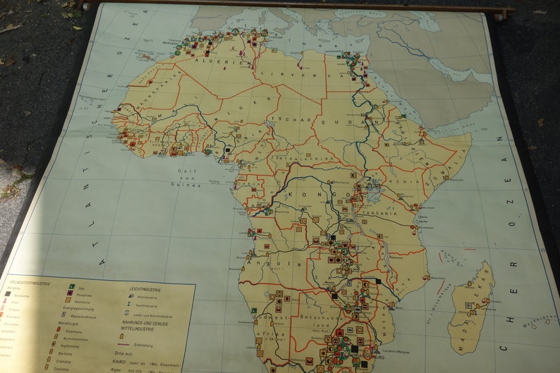 Map of Africa Vinyl Window Shade Pull Down 1965 Denoyer - Etsy