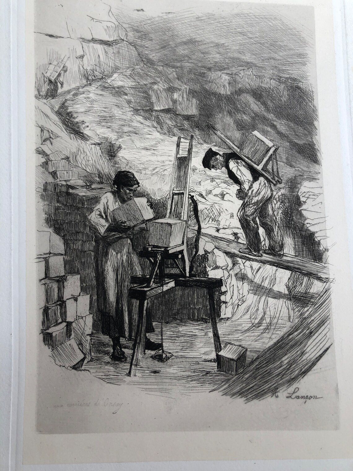 1876 Auguste André LANÇON at the Orsay Rock Quarries Paris (seine Et ...