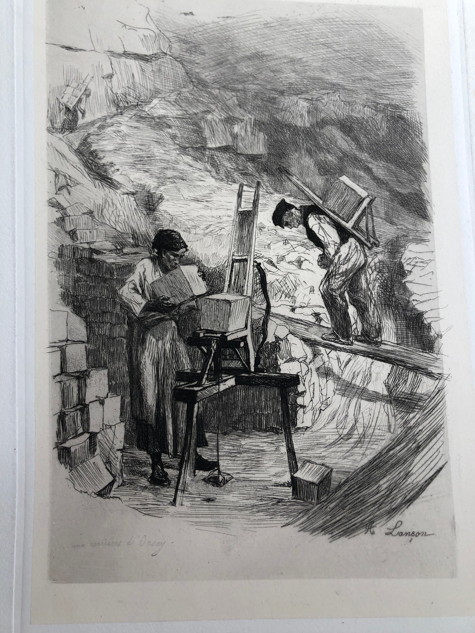 1876 Auguste André LANÇON at the Orsay Rock Quarries Paris (seine Et ...