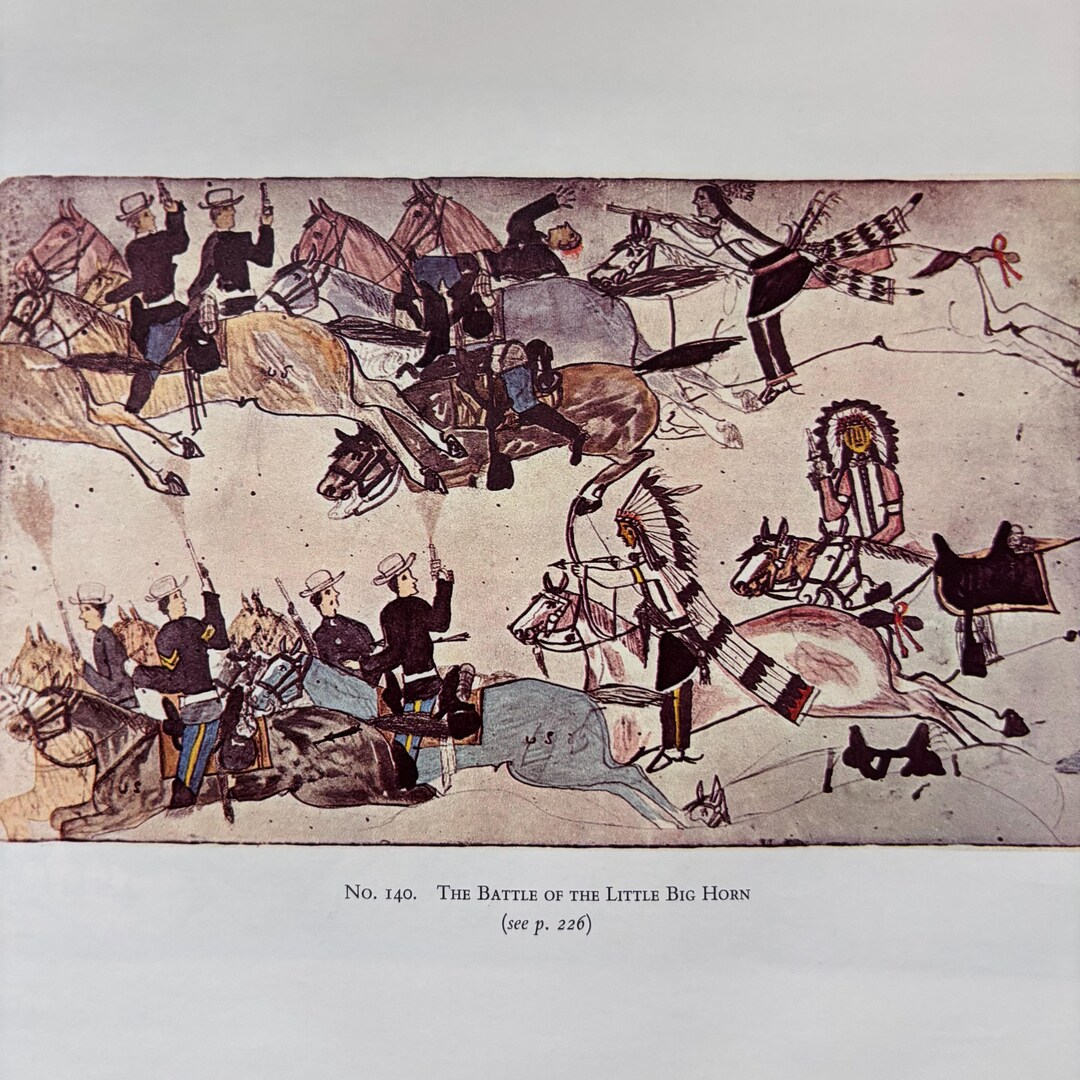 Battle of Little Big Horn | Oglala Sioux Ledger Art by Amos Bad Heart ...