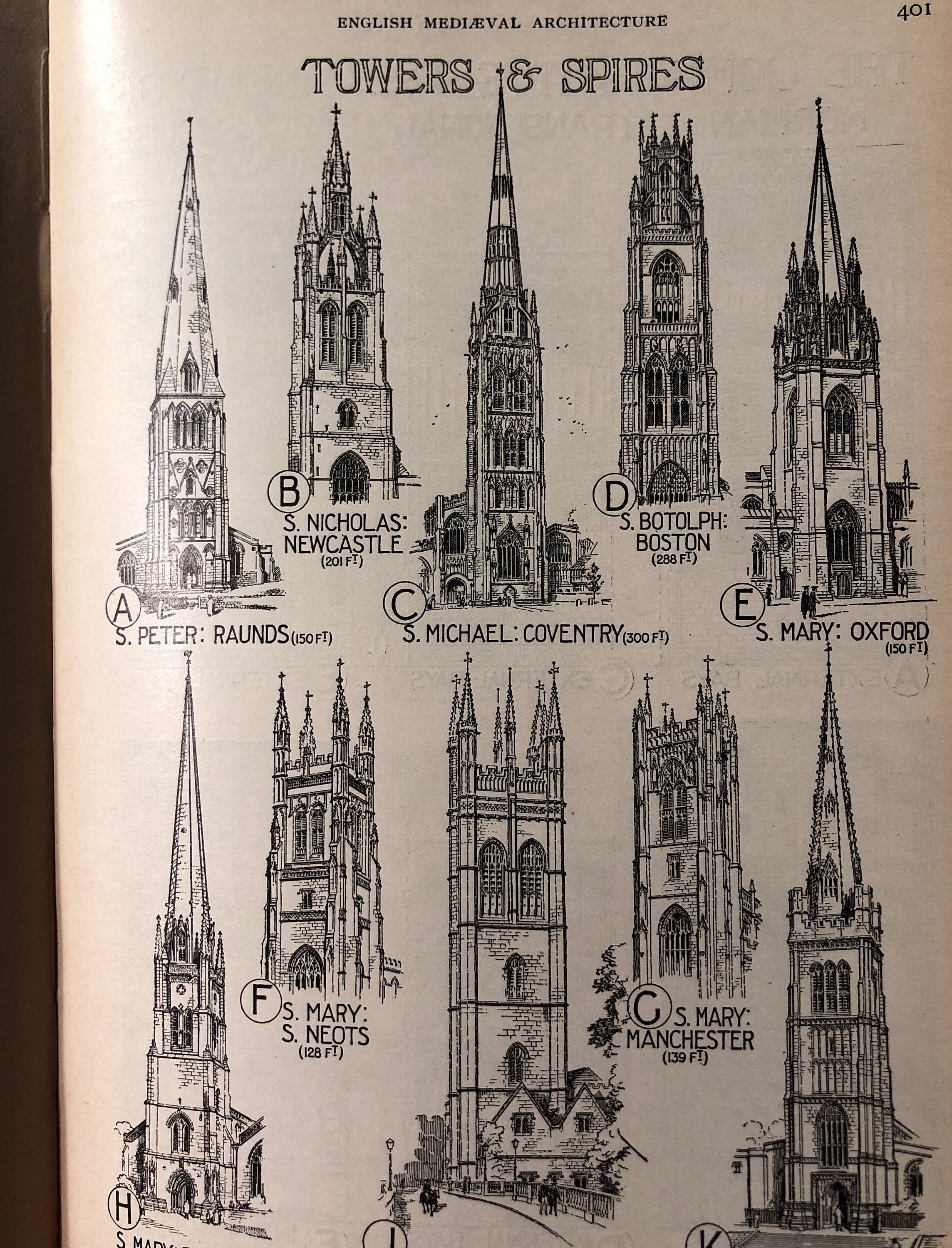 English Medieval Church Towers and Spires 1920 Original Published ...