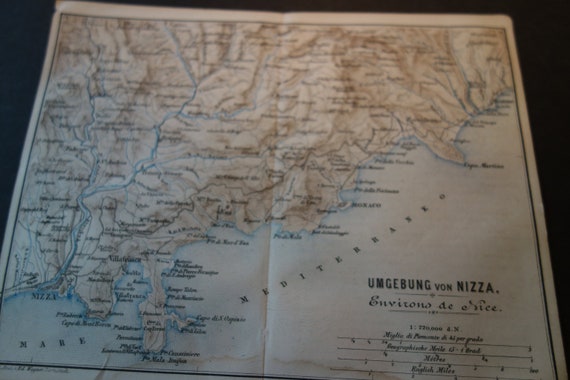 Antique Map Nice and Surroundings Color Lithograph From 1910 - Etsy