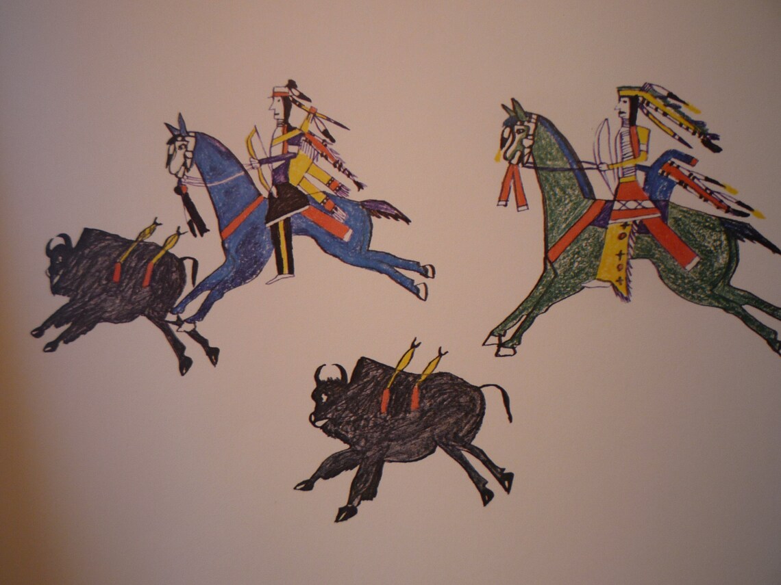 Buffalo Hunt Cheyenne Style Indian Sketch Books Native | Etsy