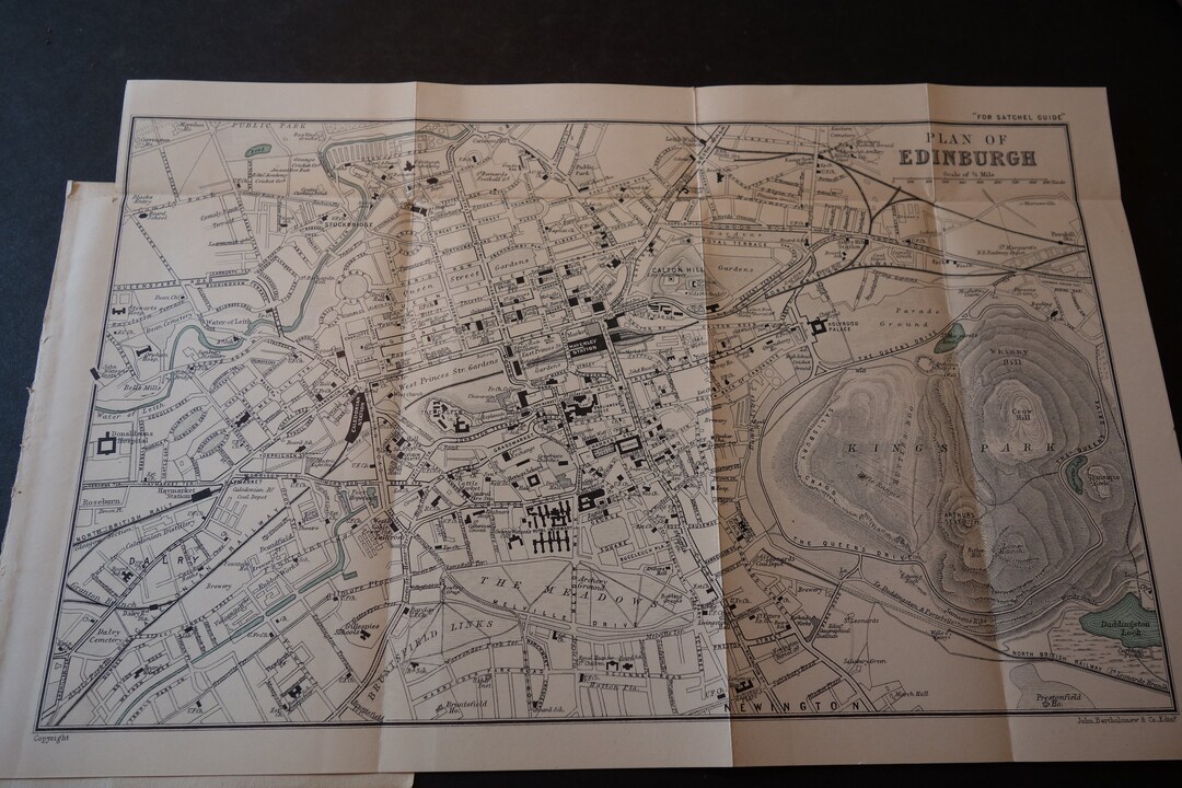 Edinburgh Railway Map 1912 Original Antique Lithograph Guidebook ...
