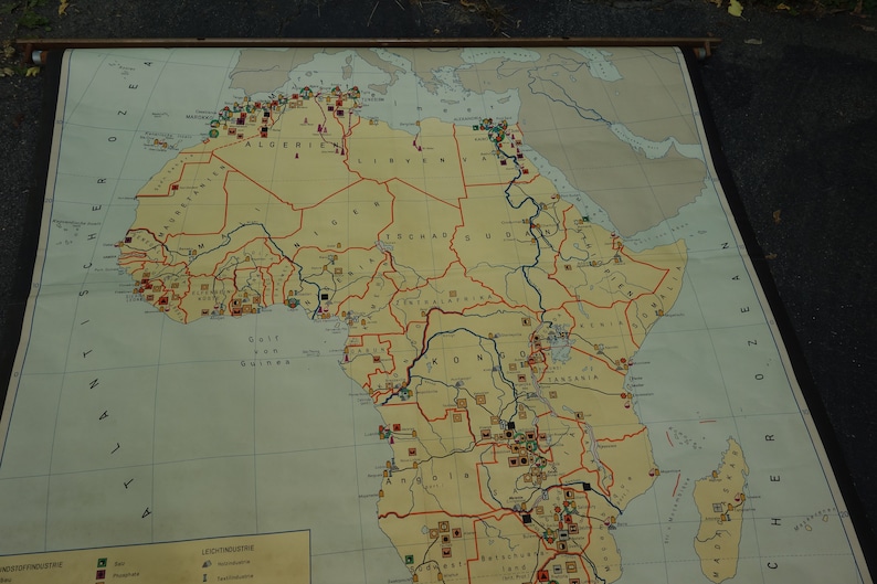 Map of Africa Vinyl Window Shade Pull Down 1965 Denoyer - Etsy