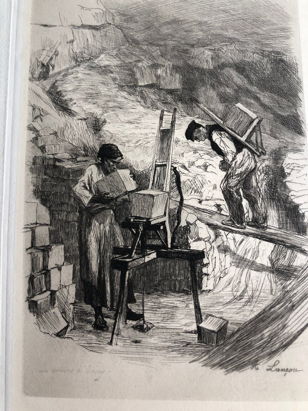 1876 Auguste André LANÇON at the Orsay Rock Quarries Paris (seine Et ...