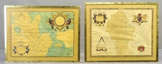 Framed Fantasy Island Hand Drawn Maps Matted Framed Gilt and - Etsy