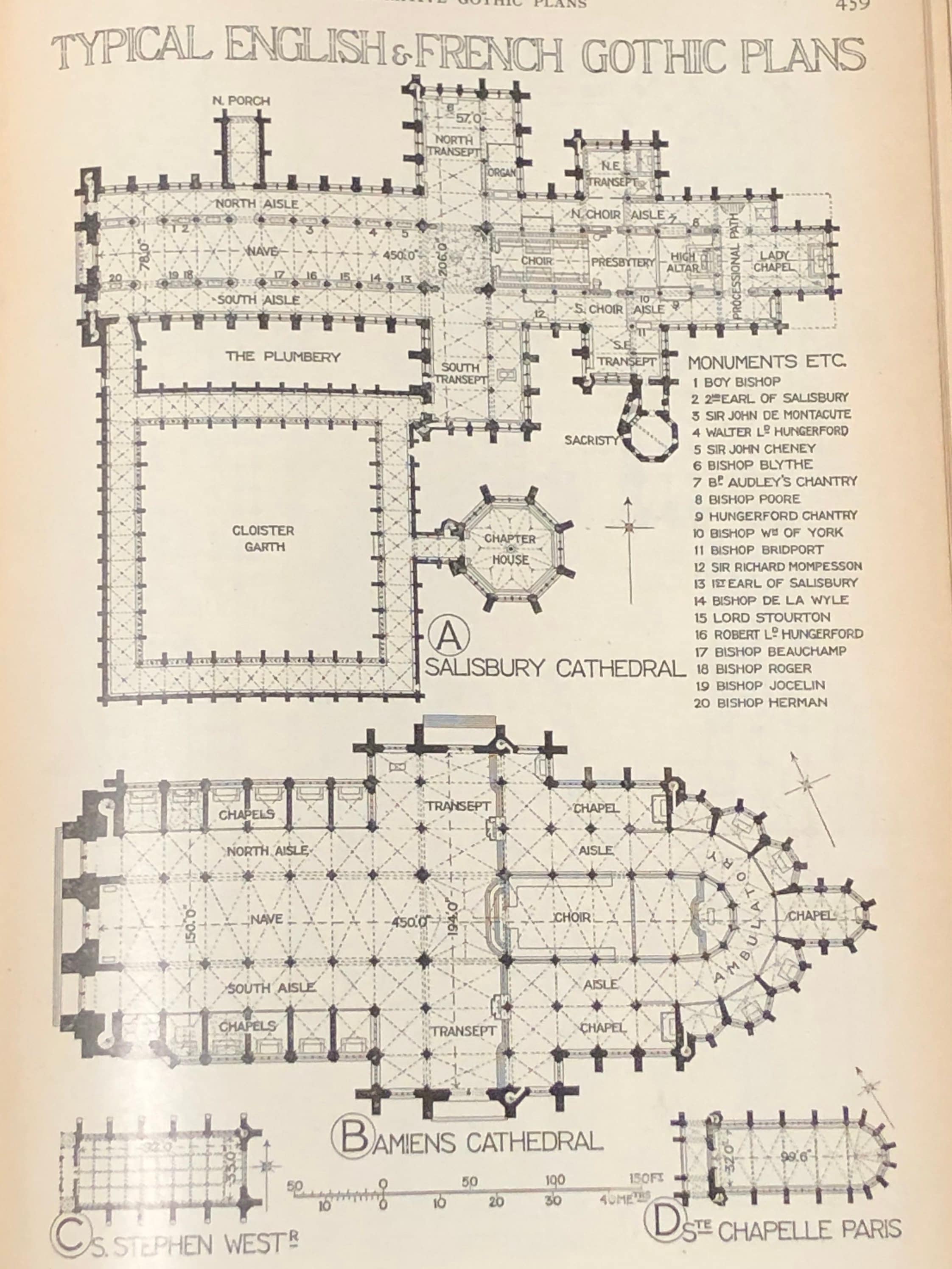 Gothic Cathedral Plans 1920 Original Lithograph Print for Framing Gift ...