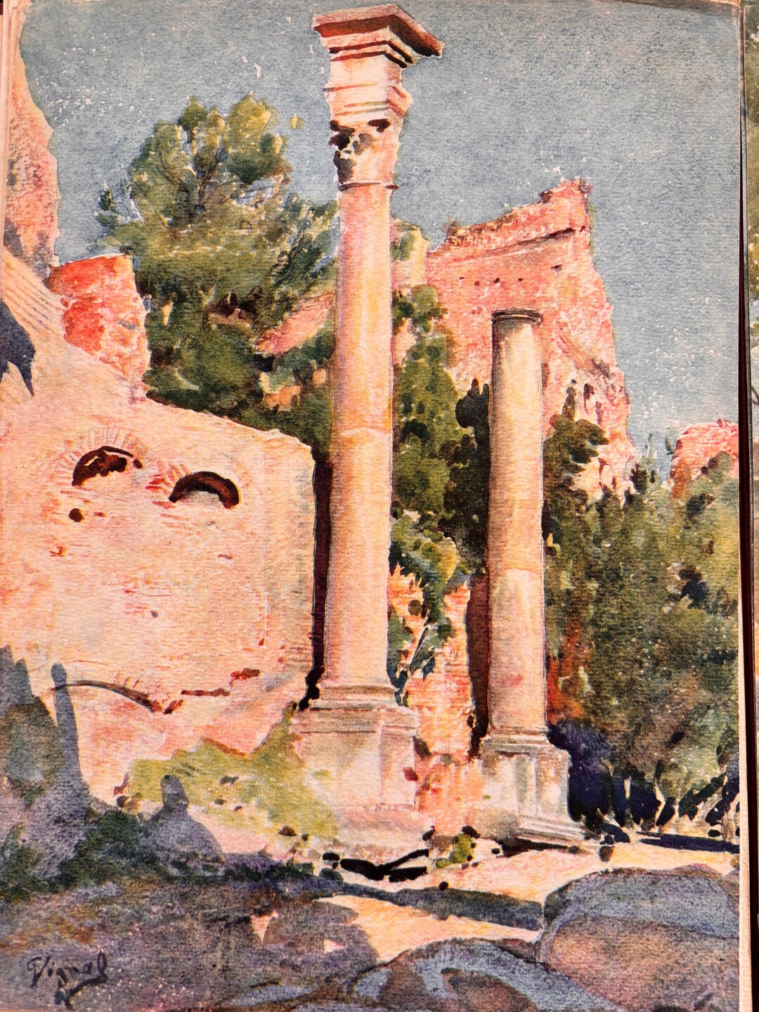 Roman Forum by Pierre Vignal Original Vintage Published Lithograph ...