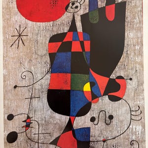 Miro, Figures and Dog in Front of the Sun Published Lithograph Fine Art ...