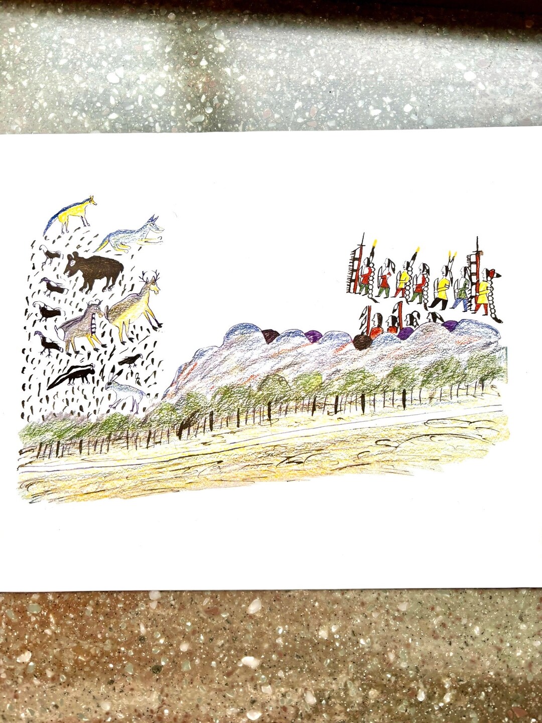 Wild Animals Ledger Drawings | 1960 Published Lithograph | Native ...