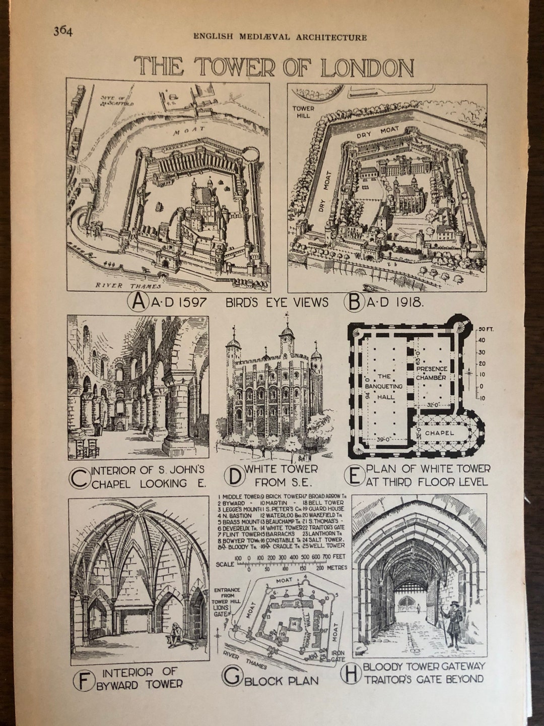 Tower of London Plans and Diagrams Architecture Giclee Fine Art Print ...