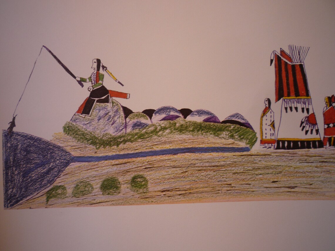 Fishing Indian Sketch Books Native American for 11 by 14 - Etsy