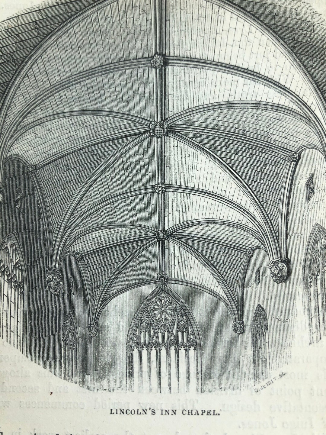 1854 Lincoln’s Inn Chapel Etching by Indio Jones Fine Detail London ...