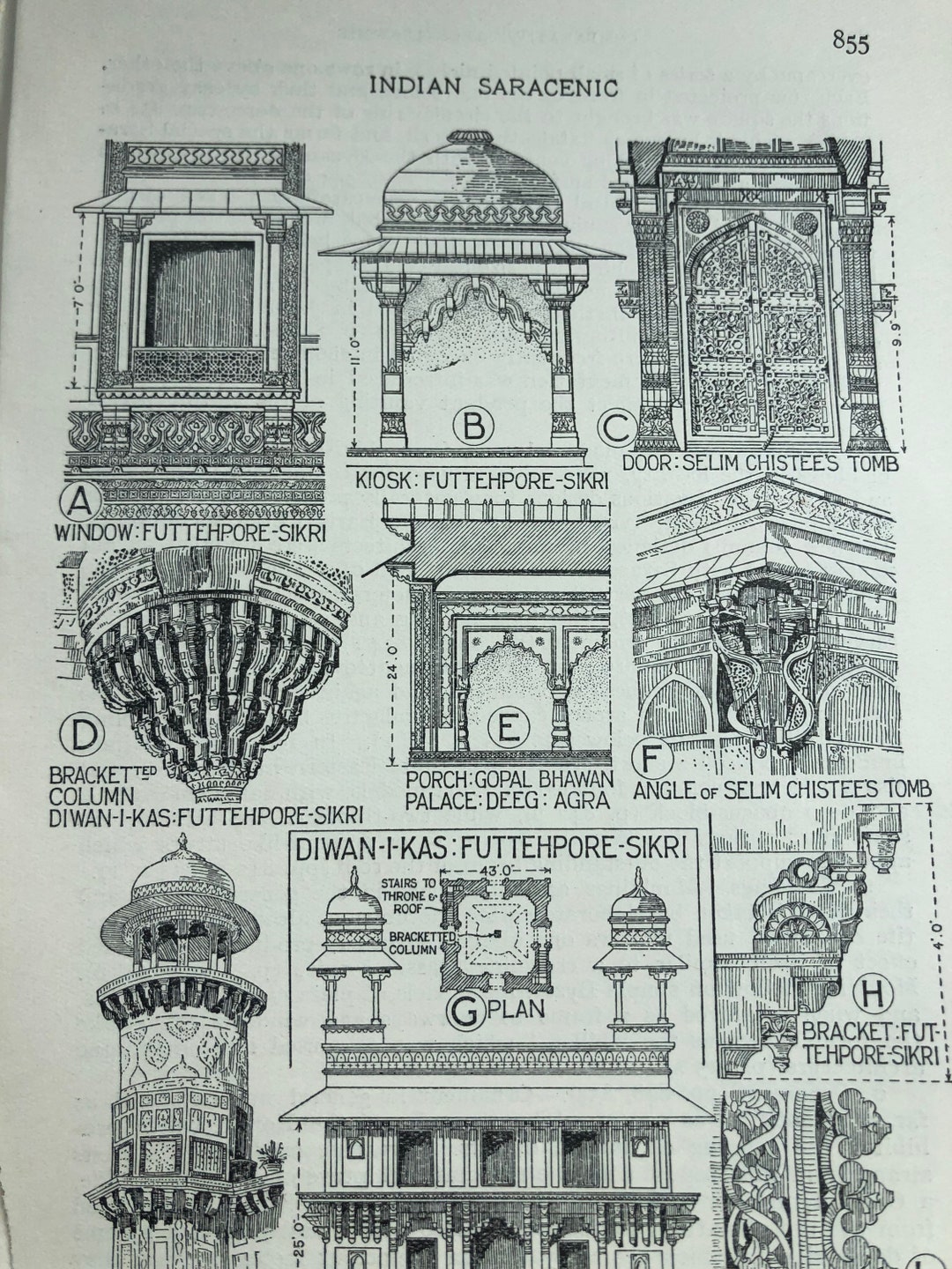 Indian Islamic Architecture 1924 Print Great for Framing - Saracenic ...