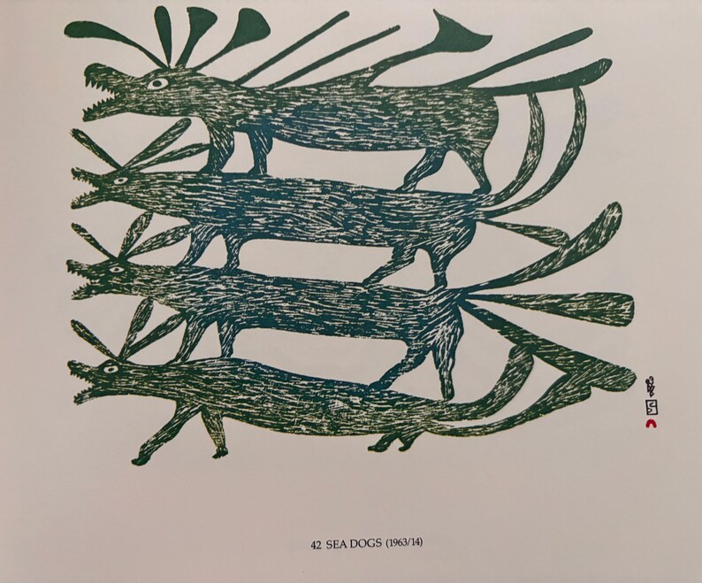 Sea Dogs by Kenojuakk | Stone Cut | Cape Dorset Baffin Island | Inuit ...