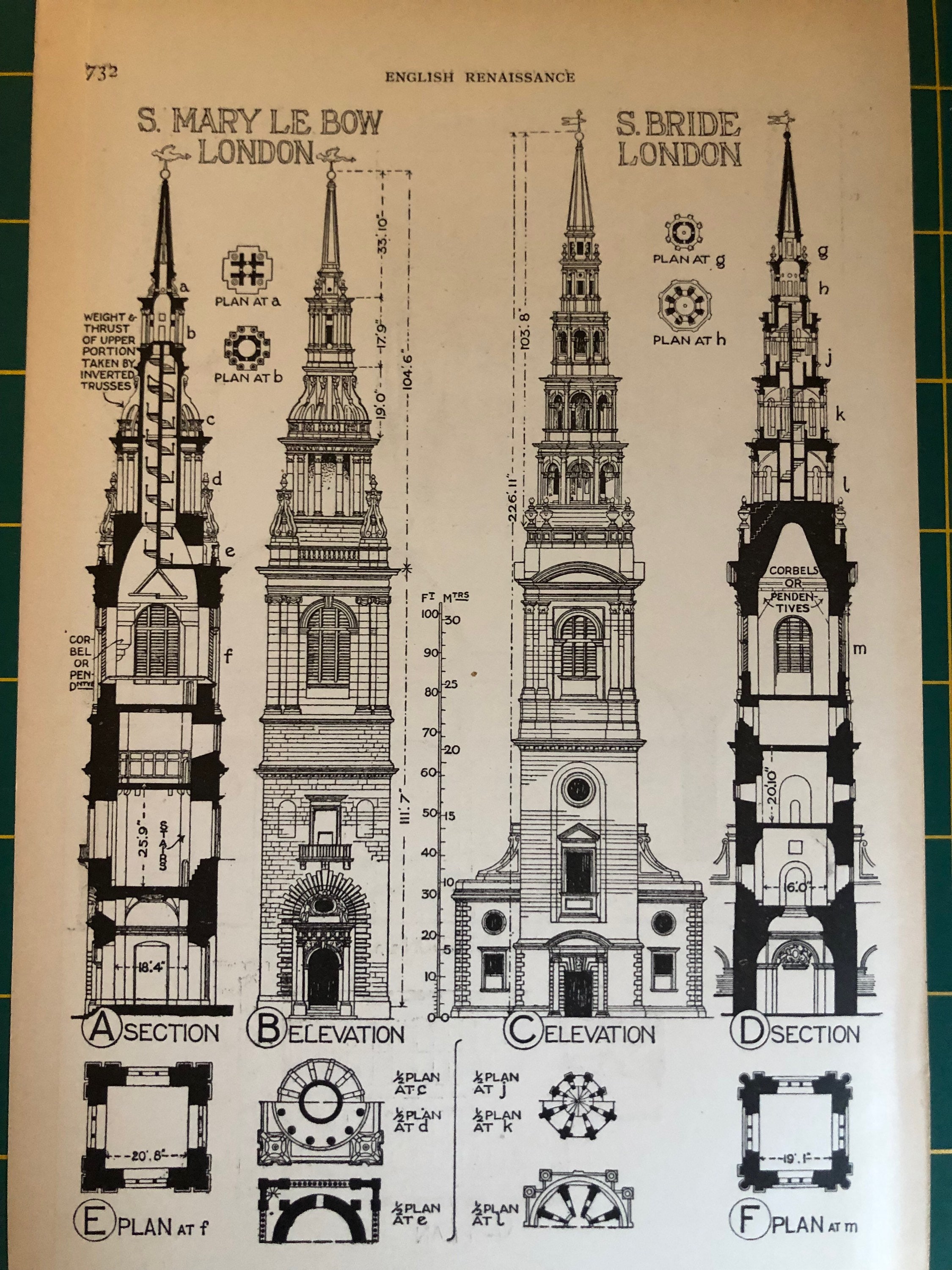 English Spires Renaissance Churches Architecture Details Original 1924 ...