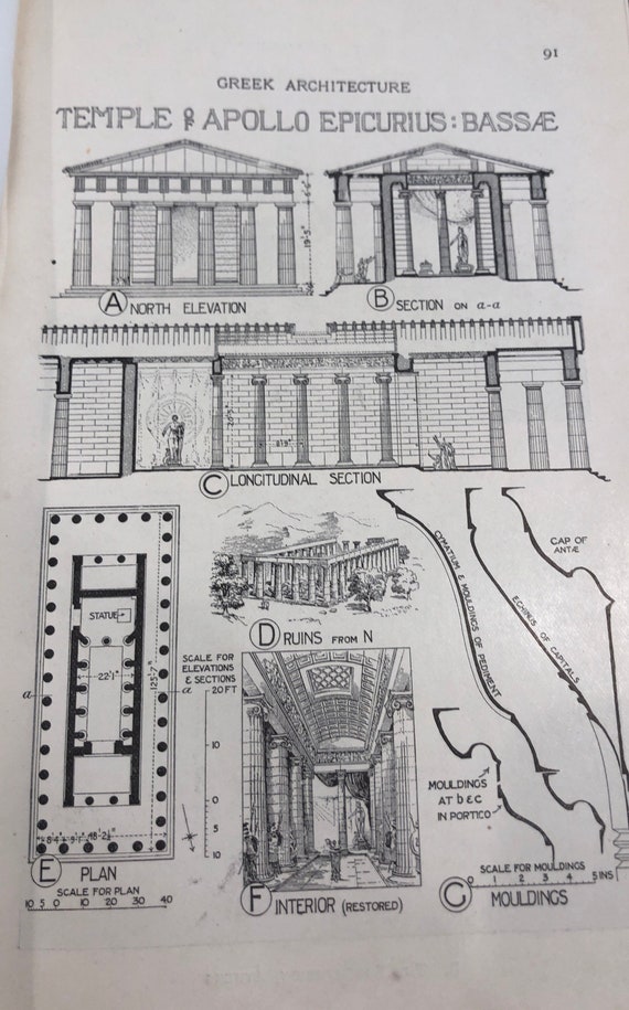 1924 Temple of Apollo Greek Architecture Lithograph for - Etsy