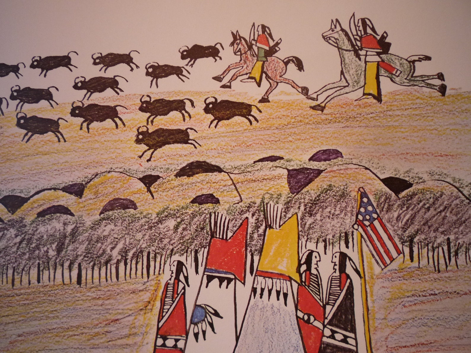 Chasing the Buffalo Indian Sketch Books Native American | Etsy