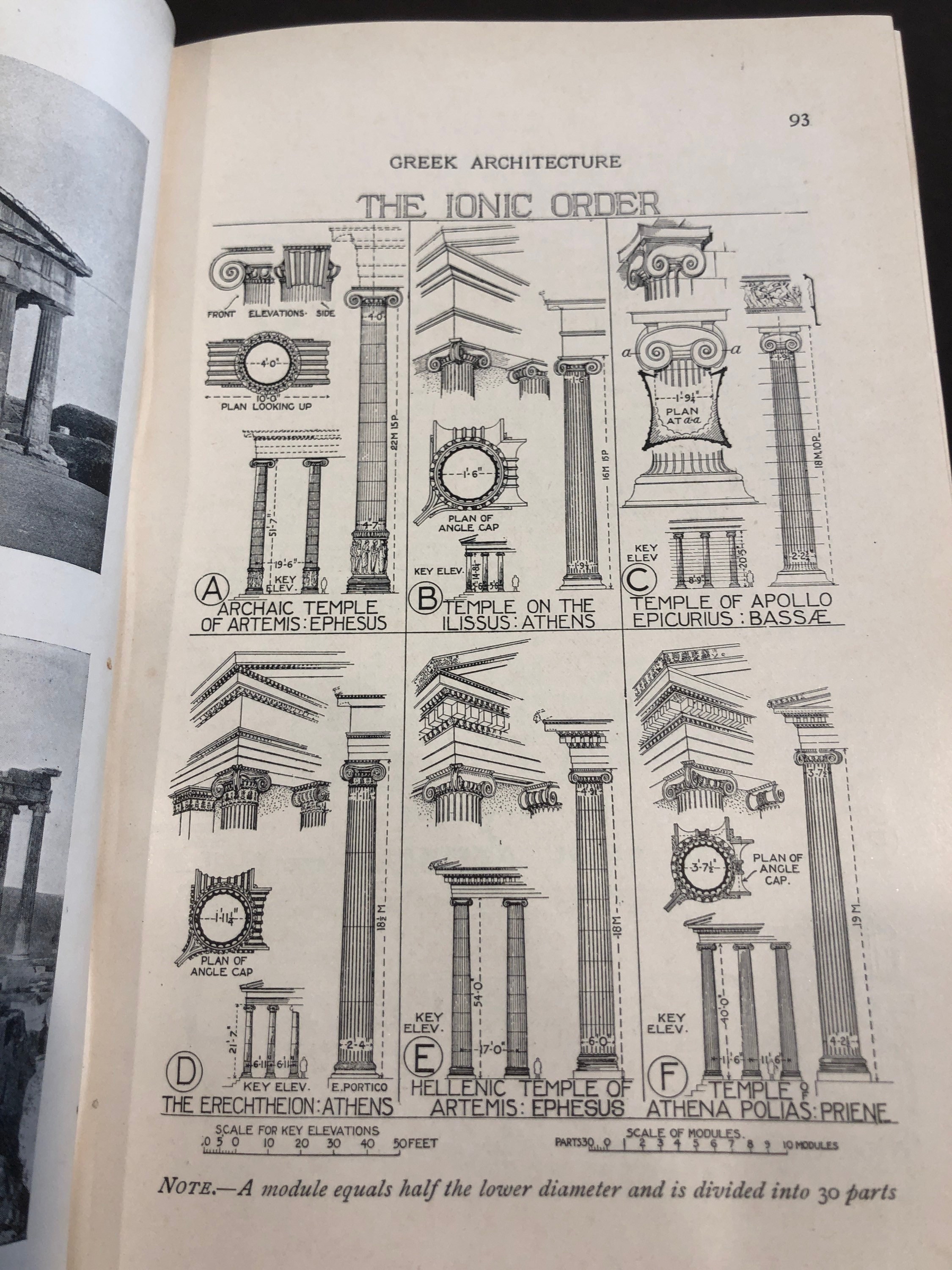 1924 Ionic Capital Greek Temple Architecture Original Lithograph ...