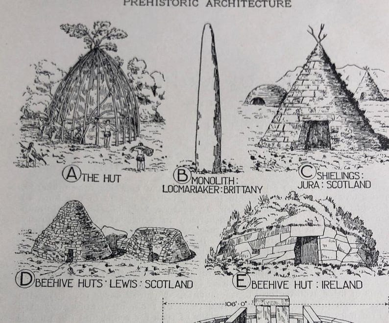 Prehistoric Architecture - 1924 Print - Great for Framing - Gift for ...