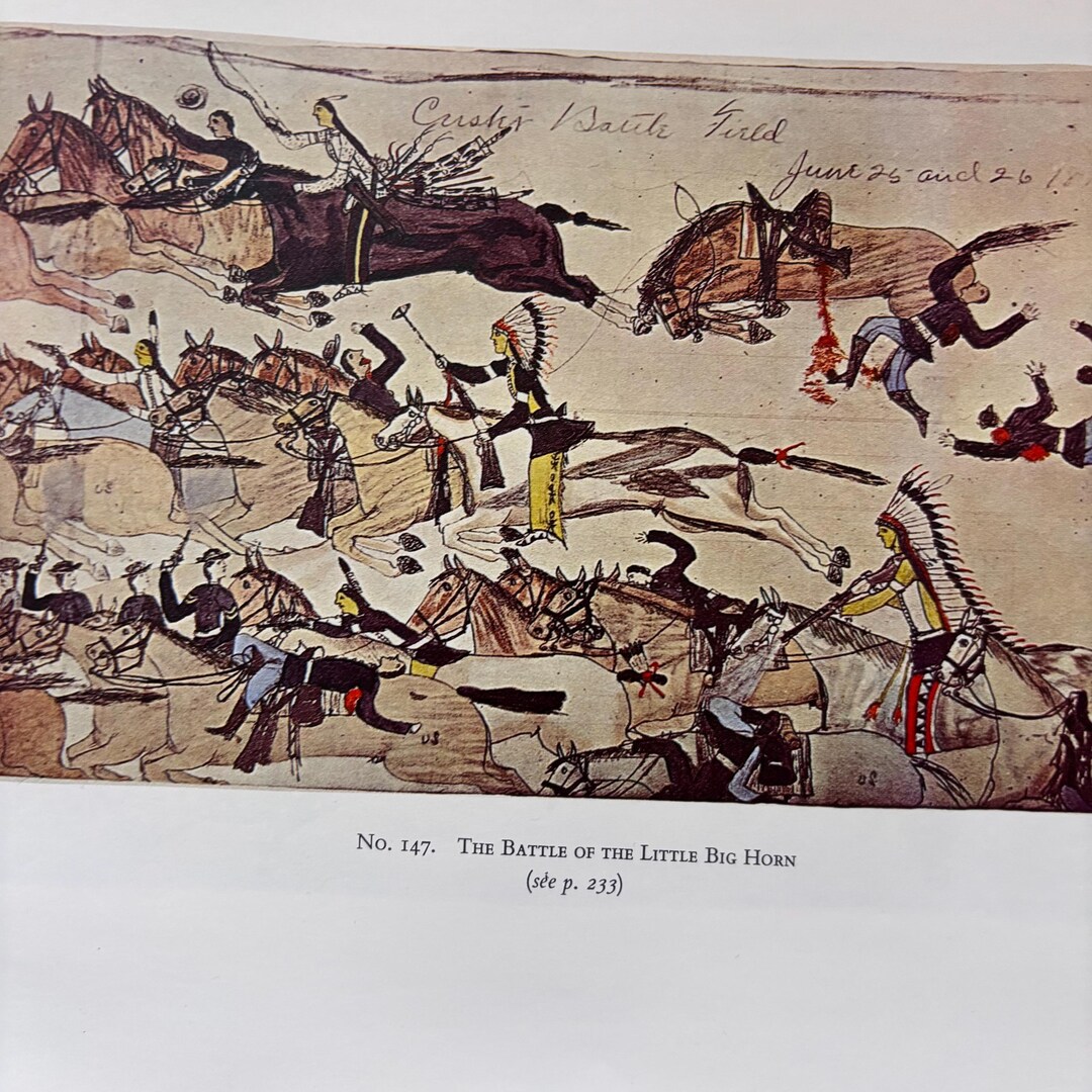 Battle of Little Big Horn | Oglala Sioux Ledger Art by Amos Bad Heart ...