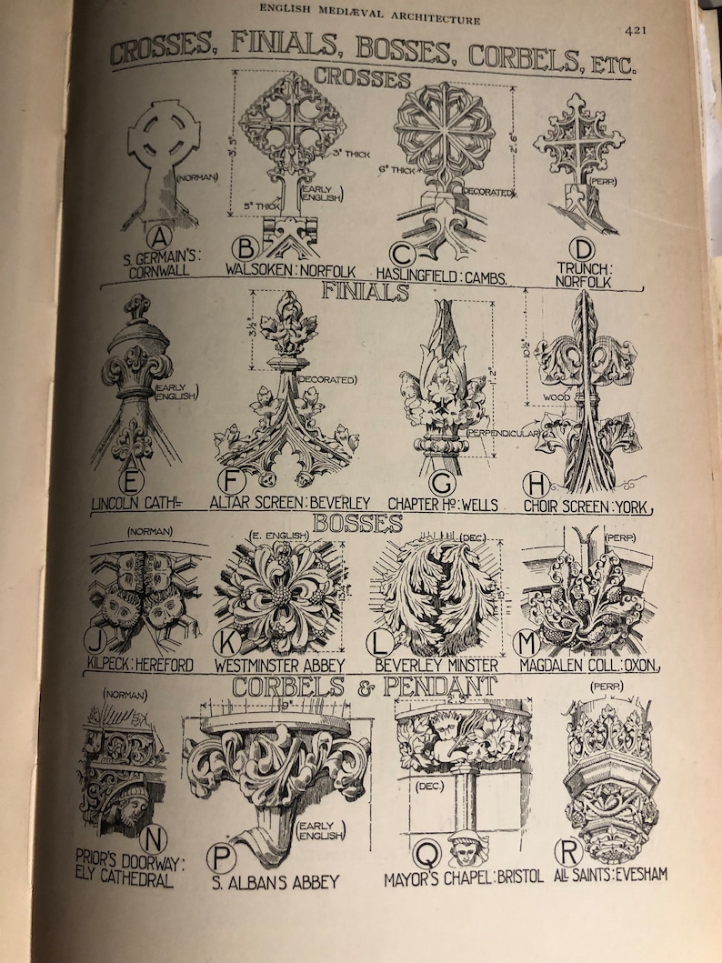 Medieval English Architecture | Crosses Finials Corbells | Comparative ...