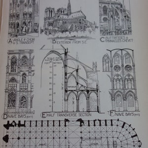 Notre Dame: Paris Cathedral Views and Plan Choir Transcept Exterior and ...