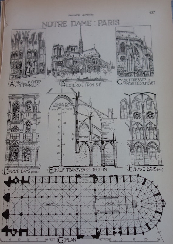 Notre Dame: Paris Cathedral Views and Plan Choir Transept - Etsy