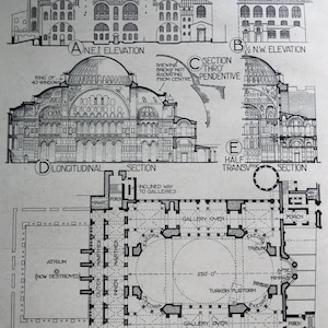 Hagia Sophia Byzantium Architecture Print. Layout of Building | Wall ...