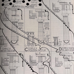 Doric Order Details Comparison of Famous Buildings 1924 Original ...