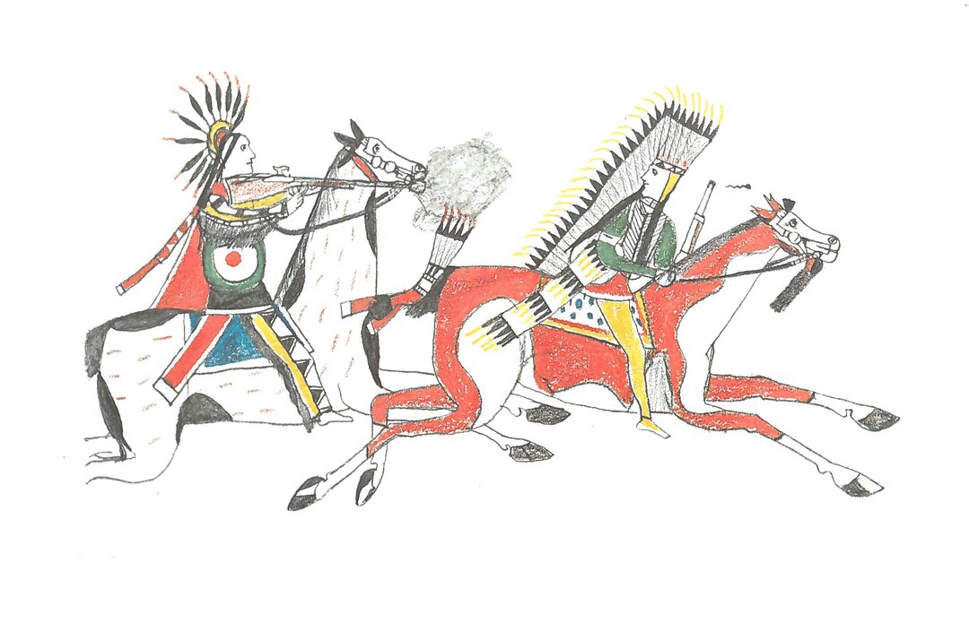 Running From an Enemy Giclee Print Zo Tom & Howling Wolf Plains Indians ...