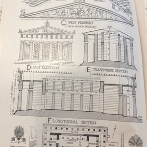 Greek Doric Temple Architecture - 1924 Original Lithograph Athens Thesion Aphaia Aegina Framing ...
