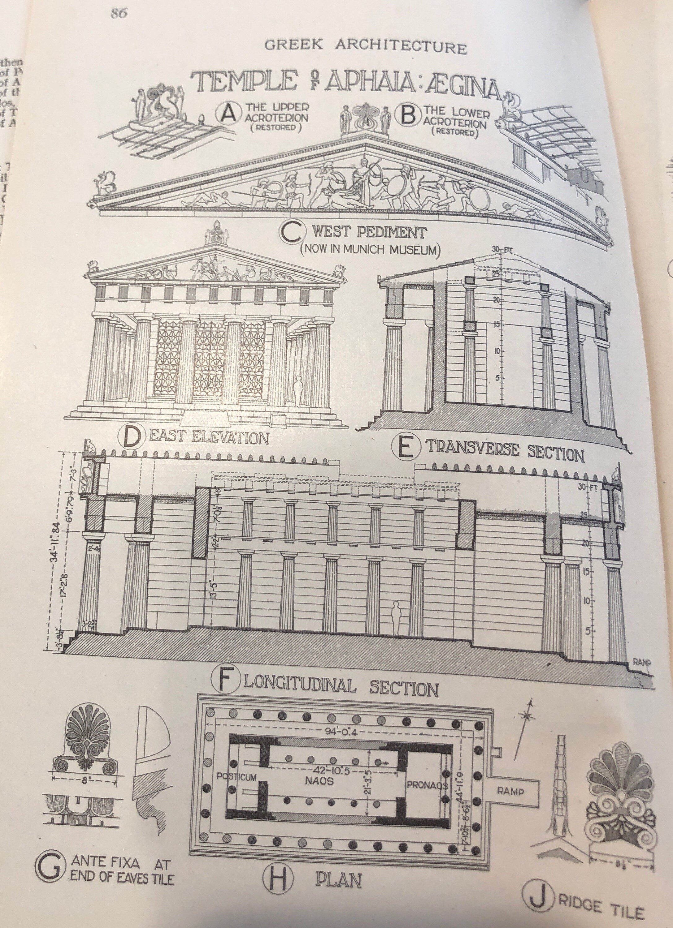 Greek Doric Temple Architecture - 1924 Original Lithograph Athens ...