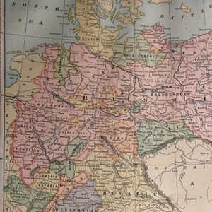 1886 Map of Germany | Hand Colored Lithograph | 13 by 11 Inches History ...