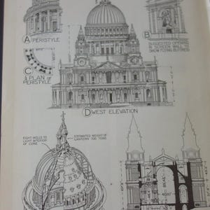 St Paul’s London Architectural Drawings Original 1924 Published ...