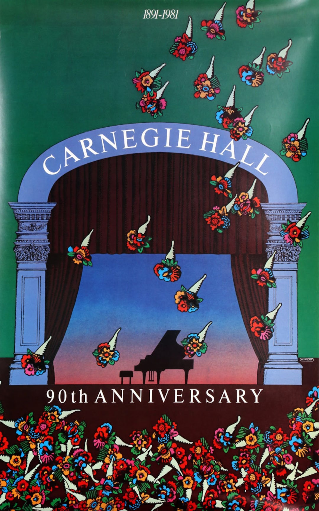Milton Glaser, Carnegie Hall 1981 Original Poster 90th Anniversary 1891 ...